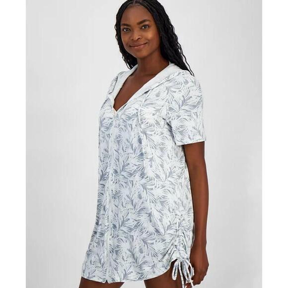 J Valdi | Swim | J Valdi Womens Whitegray Hooded Zipfront Swim Coverup ...
